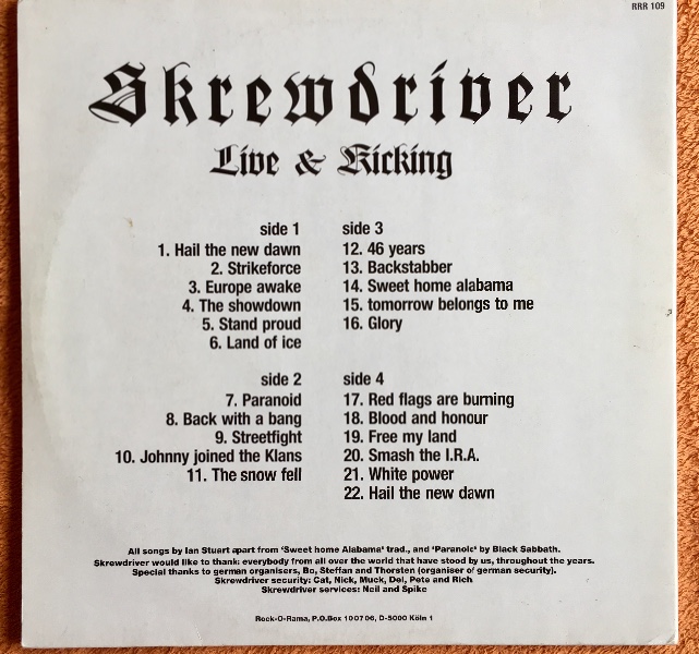 SKREWDRIVER „Live and kicking“ 2 Vinyl LPs 1991 Oi Kaufen!